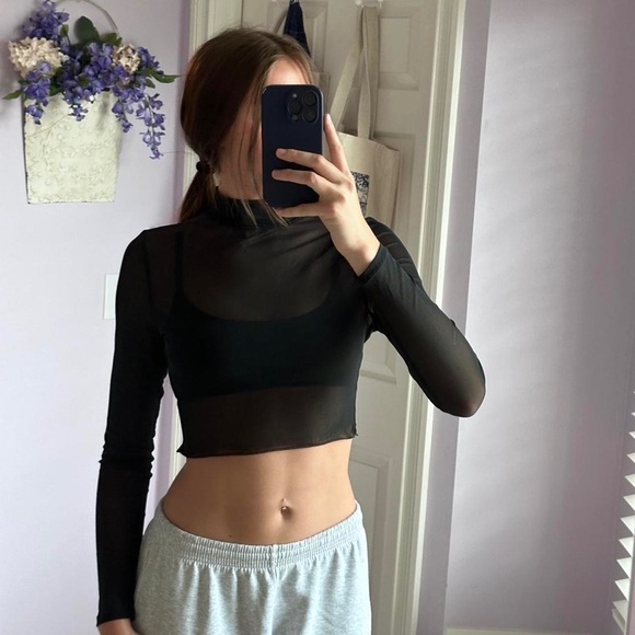 wild fable | Tops | Wild Fable Black Sheer Mesh Crop Top | Poshmark